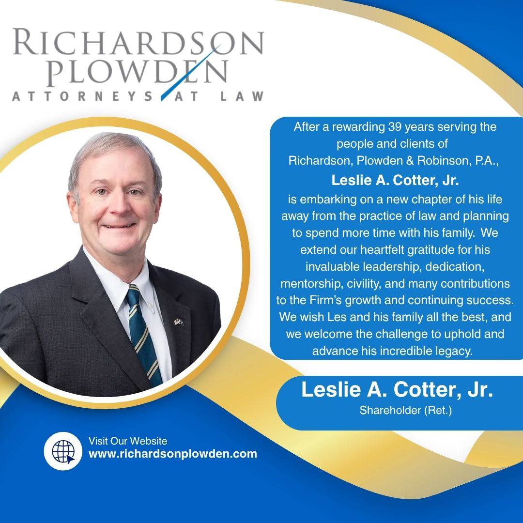 After 39 years, Richardson Plowden wishes Les Cotter all the best on ...